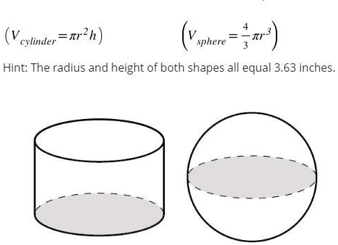 the cylinder shown has a volume of 150 cubic inches and its height is ...