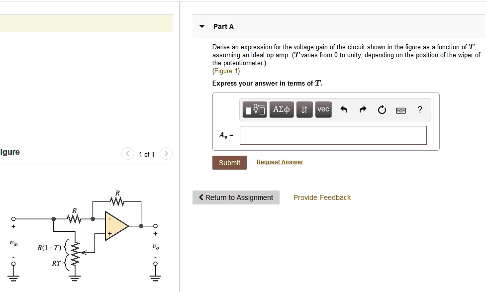 [GET ANSWER] Part A Derive an expression for the voltage gain of the ...
