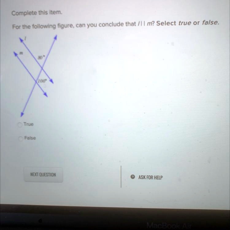 SOLVED: 'For the following figure, can you conclude that /|| m? Select ... SOLVED: 'For the following figure, can you conclude that /|| m? Select ...