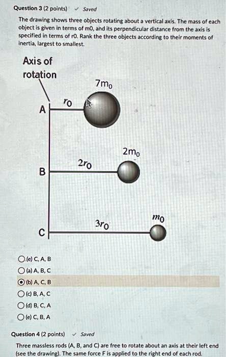 question 32 points saved the drawing shows three objects rotating about ...
