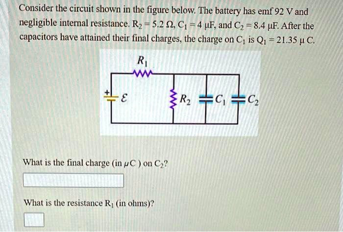 consider the circuit shown in the figure below the battery has emf 92 v ...