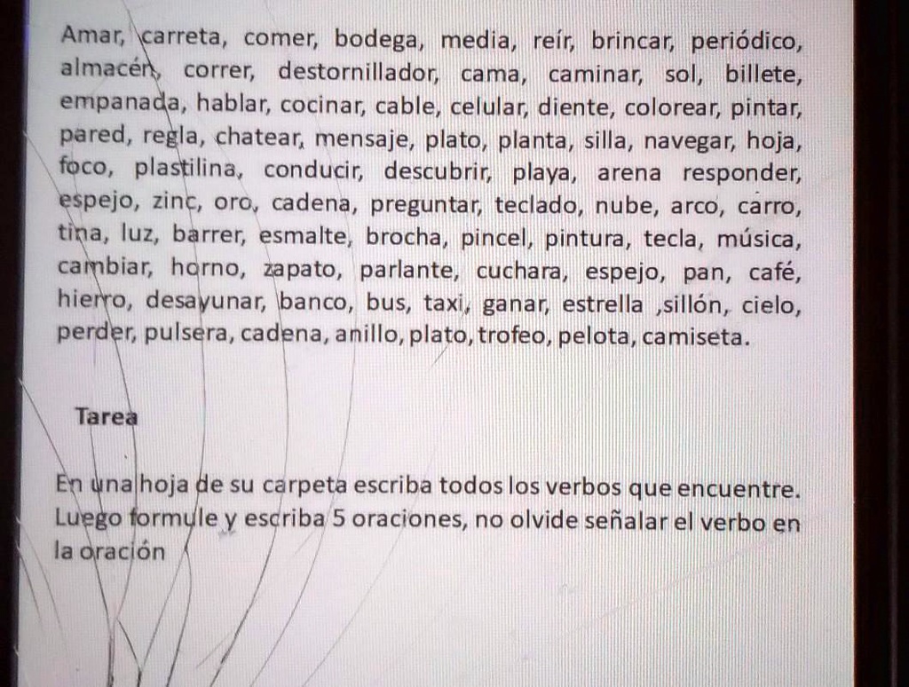 SOLVED: ayuda solo encontrar 5 verbos y después con los verbos hacer 5 ...