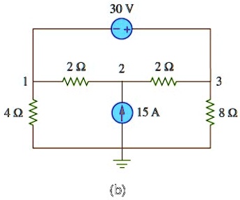 using nodal analysis for figure 2 b calculate the voltages v1 v2 and v3 of the circuit which ...