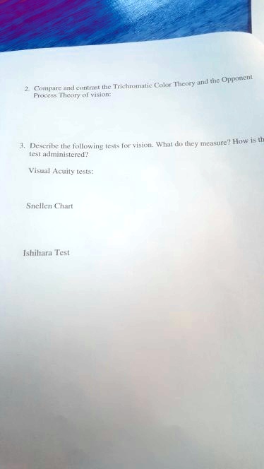 SOLVED: Text: Process Theory of Vision Test administered? Visual Acuity ...