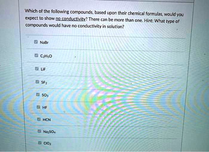 which of the following compounds based upon their chemical ...
