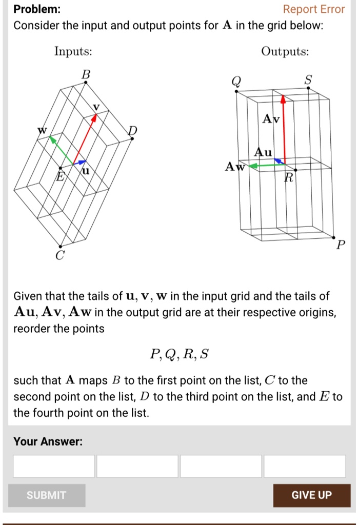 Solved Consider The Input And Output Points For A In The Grid Below Inputs B S Av Au Aw R