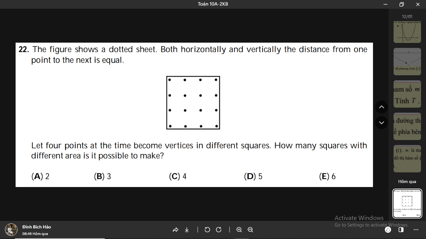 22. The figure shows a dotted sheet. Both horizontally and vertically the distance from one ...