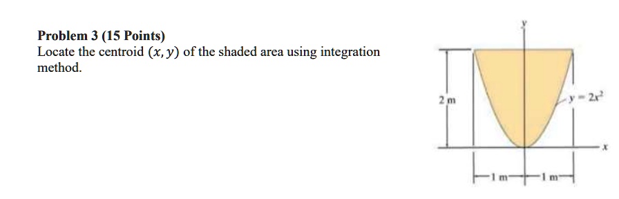 Solved Problem 3 15 Points Locate The Centroid X Y Of The Shaded Area Using Integration