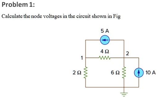 SOLVED: Calculate the node voltages in the circuit shown in Fig 5A 49 W 2 20 69 10A