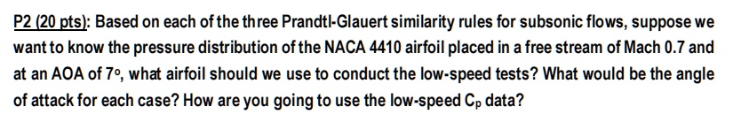 SOLVED: P2 (20 pts): Based on each of the three Prandtl-Glauert ...
