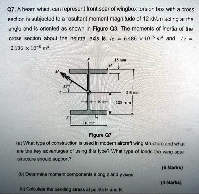 Q7. A beam which can represent front spar of wingbox torsion box with a ...