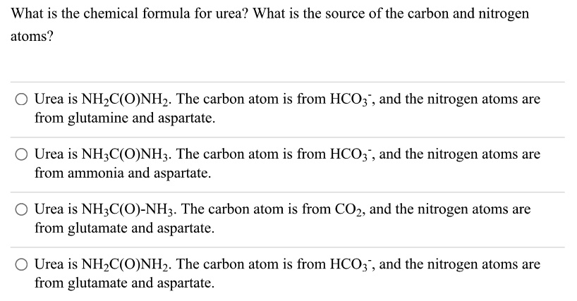 what is the chemical formula for urea what is the source of the carbon ...