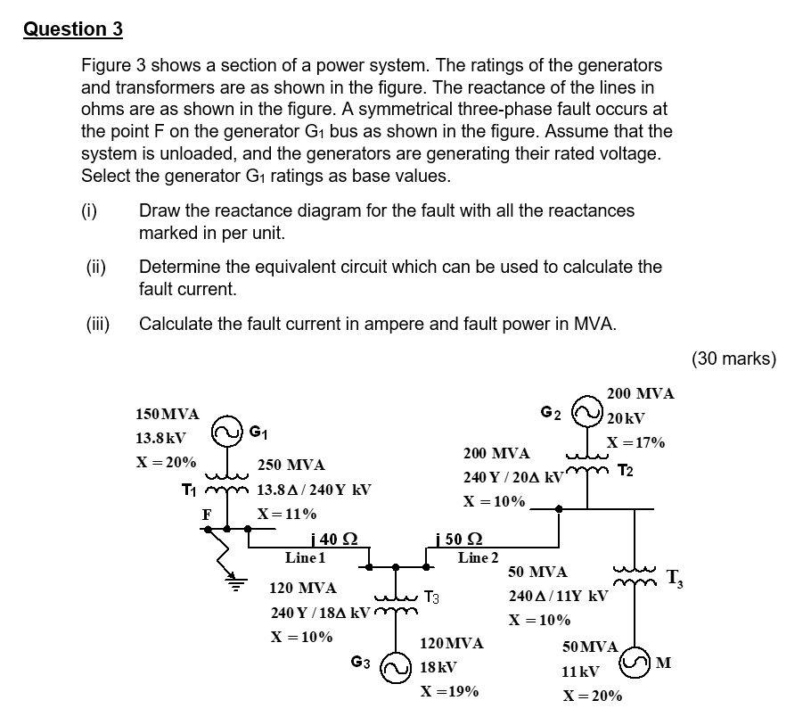 Question 3 Figure 3 shows a section of a power system. The ratings of the generators and ...