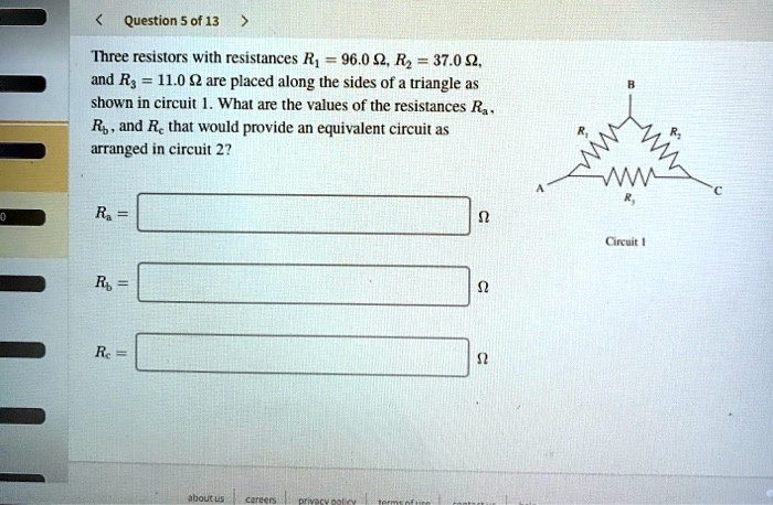 SOLVED:Question of 13 Three resistors with resistances Rj 96.0 9, Rz ...