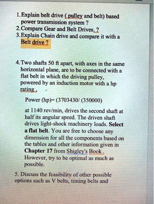 Explain belt drive (pulley and belt-based power transmission system ...