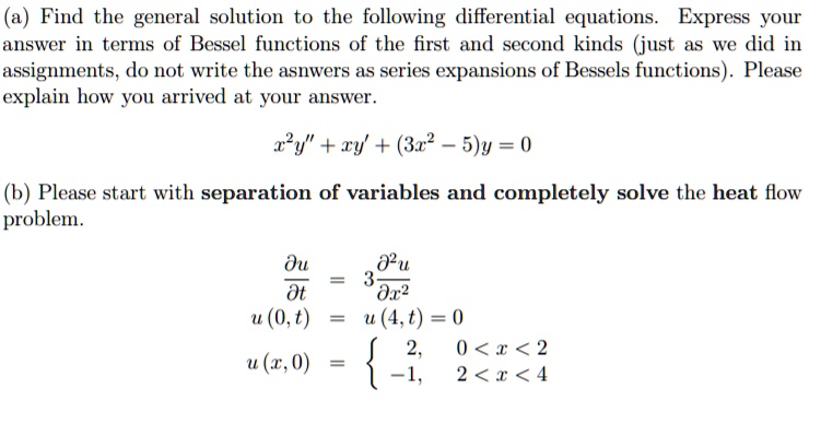 SOLVED:(a Find the general solution to the following differential equations. Express FOu answer ...