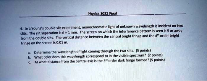 SOLVED: In a Young's double slit experiment, monochromatic light of ...