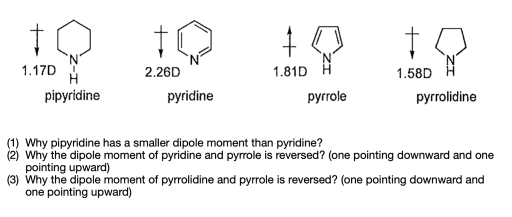 SOLVED: N 1.17D H pyridine 2.26D pyridine 1.81D pyrrole 1.58D ...
