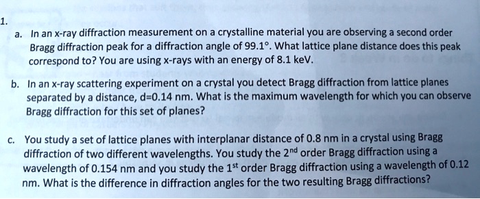 Solved A In An X Ray Diffraction Measurement On A Crystalline