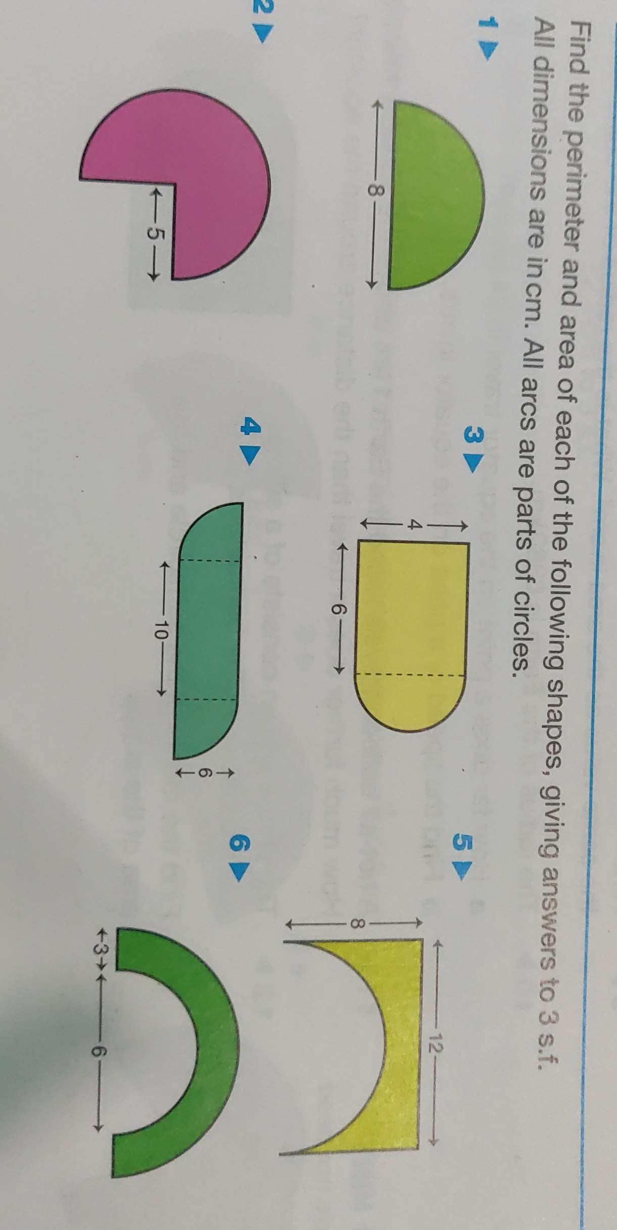 SOLVED: Find the perimeter and area of each of the following shapes, giving answers to 3 s.f ...