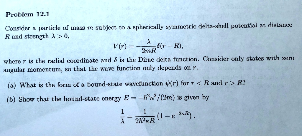 SOLVED: Problem 12.1 Consider a particle of mass m subject to a ...