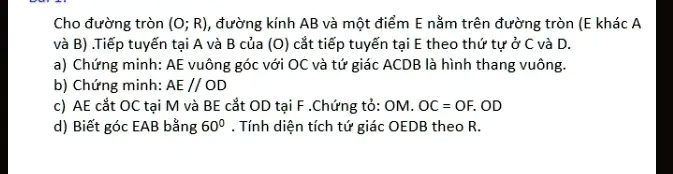 Solved Cho đưá Ng Tròn O R đưá Ng KÃnh Ab Và Má™t Ä‘iáƒm