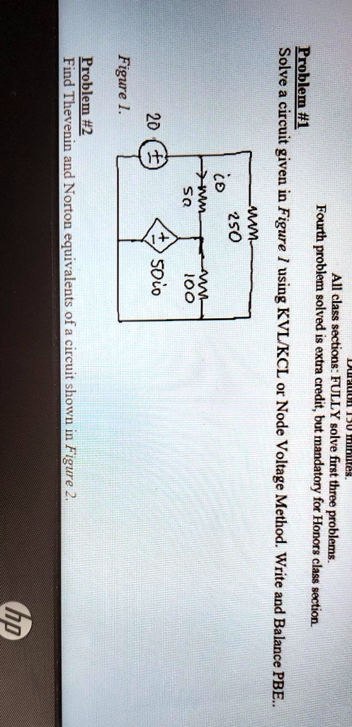 SOLVED: Problem #2 Figure 1. 20 Problem #1 sa G7 Find Thevenin and Norton equivalents of a ...