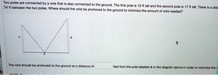 SOLVED: Two poles are connected by a wire that is also connected to the ground. The first pole ...
