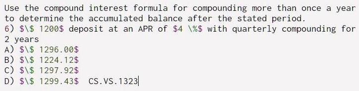 SOLVED: Use the compound interest formula for compounding more than ...