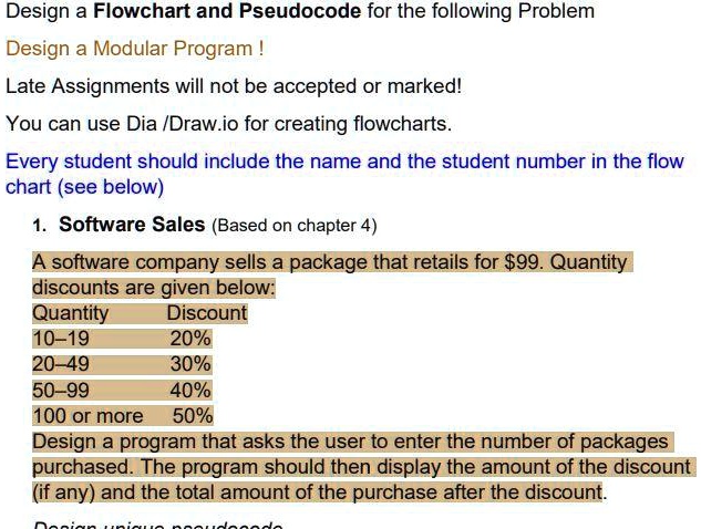 Solved Design A Flowchart And Pseudocode For The Following Problem Design A Modular Program A