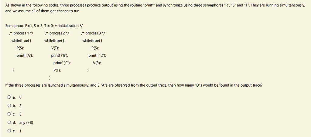 Solved As Shown In The Following Codes Three Processes Produce Output Using The Routine 