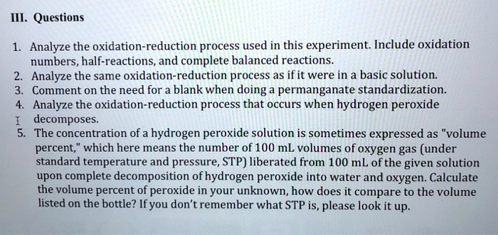 SOLVED:ML. Questions Analyze the oxidation-reduction process used in ...