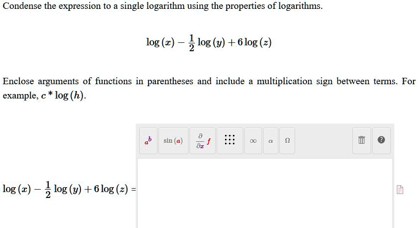 Solved Condense The Expression To A Single Logarithm Using The Properties Of Logarithms Log X 9469