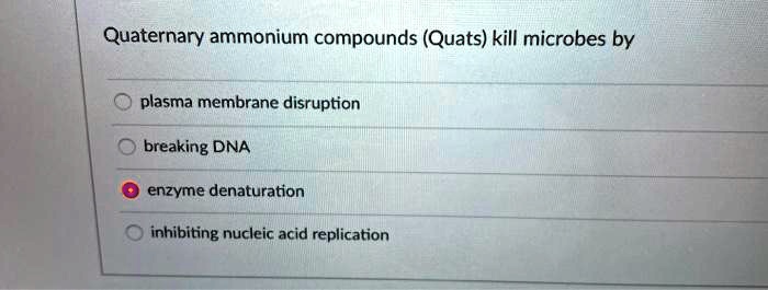 SOLVED:Quaternary ammonium compounds (Quats) kill microbes by plasma ...