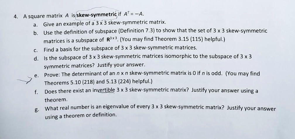 a square matrix skew symmetric if at a give an example of a 3 x 3 skew ...