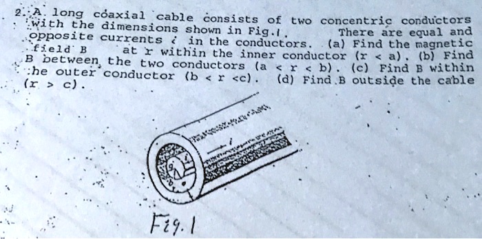 2. A long coaxial cable consists of two concentric conductors with the dimensions shown in Fig ...