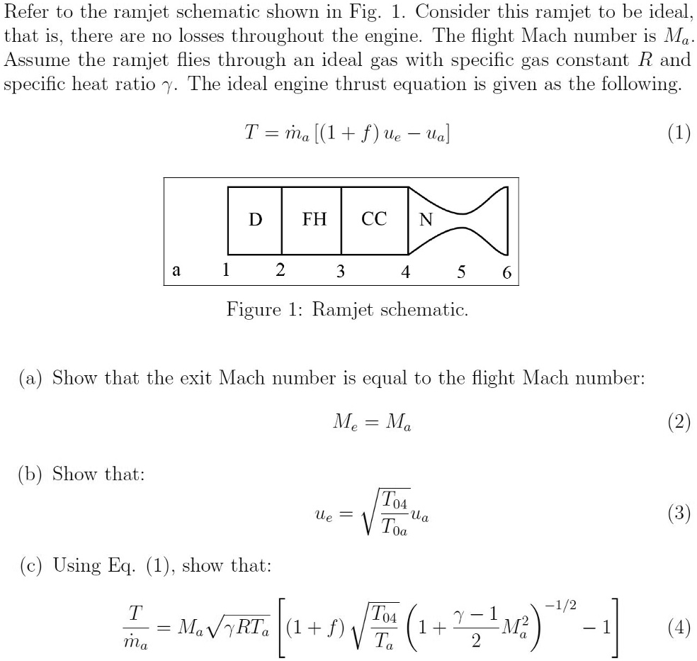 Refer to the ramjet schematic shown in Fig. 1. Consider this ramjet to ...