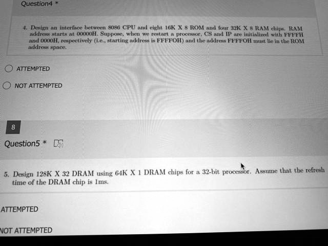 Design an interface between S086 CPU and eight 16K X 8 ROM and four 32K ...