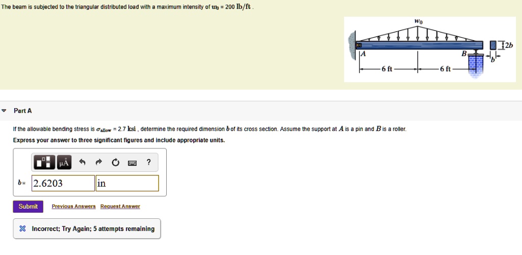 the beam is subjected to the triangular distributed load with a maximum ...