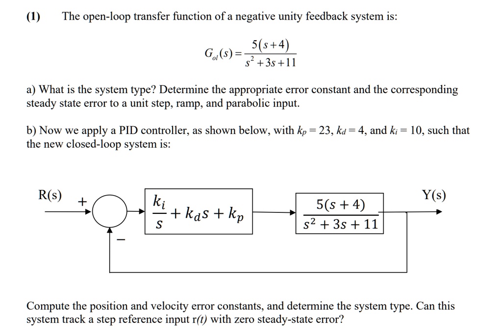1) The open-loop transfer function of a negative unity feedback system ...