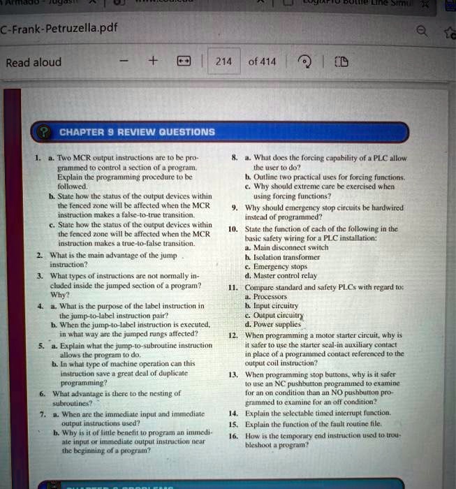 Texts: C-Frank-Petruzella.pdf Read aloud 214 of 414 ED CHAPTER 9 REVIEW ...