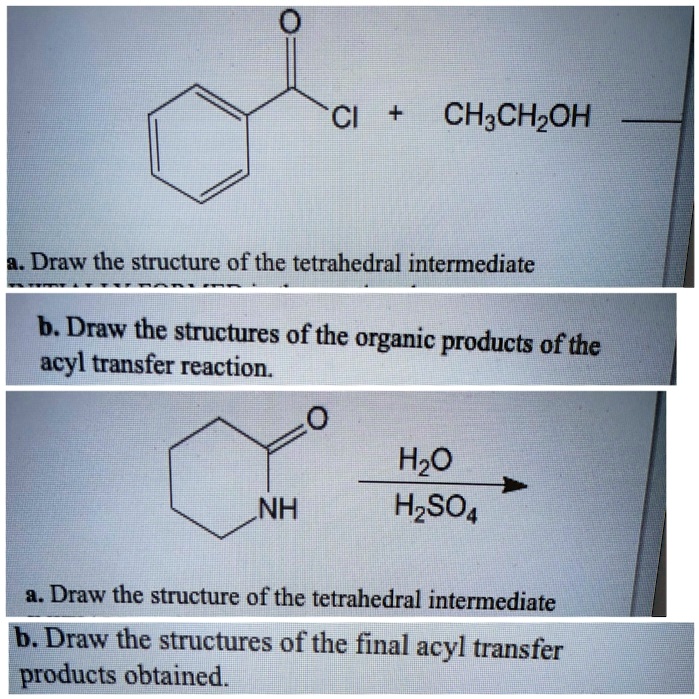 Text: CH3CH2OH Cl Draw the structure of the tetrahedral intermediate. b ...