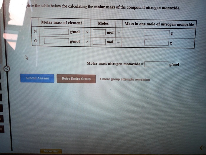 SOLVED: plete the table below = for calculating the molar mass ofthe ... SOLVED: plete the table below = for calculating the molar mass ofthe ...
