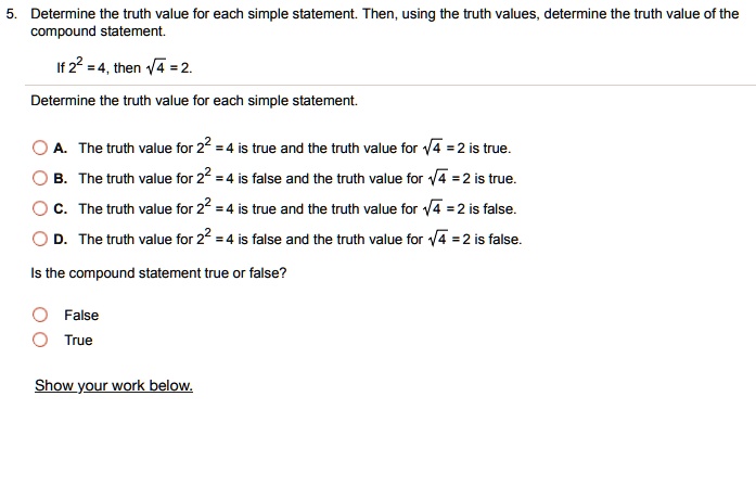 Solved Determine The Truth Value For Each Simple Statement Then 2313