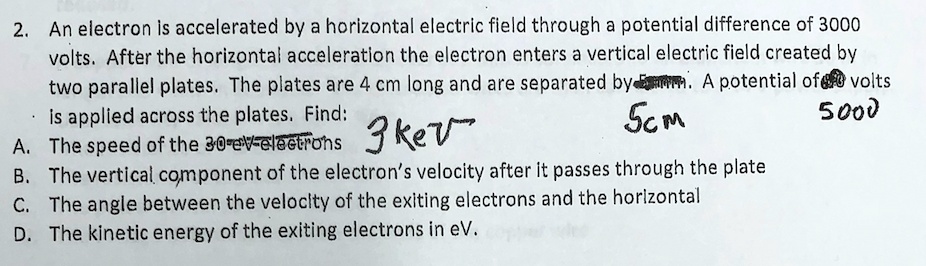SOLVED: An electron is accelerated by a horizontal electric field ...