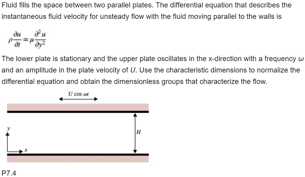 SOLVED: Fluid fills the space between two parallel plates. The ...