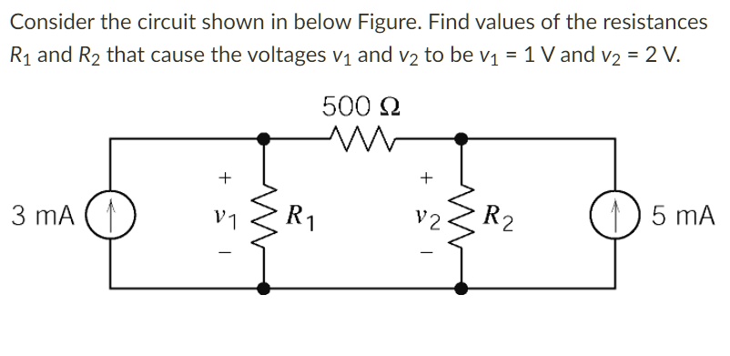 Consider the circuit shown in below Figure. Find values of the resistances R1 and R2 that cause ...