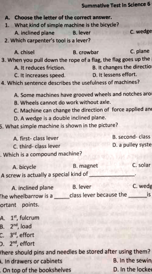 Summative Test in Science 6 A. Choose the letter of the correct answer ...
