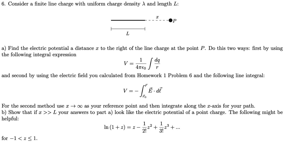 6. Consider a finite line charge with uniform charge density λand ...