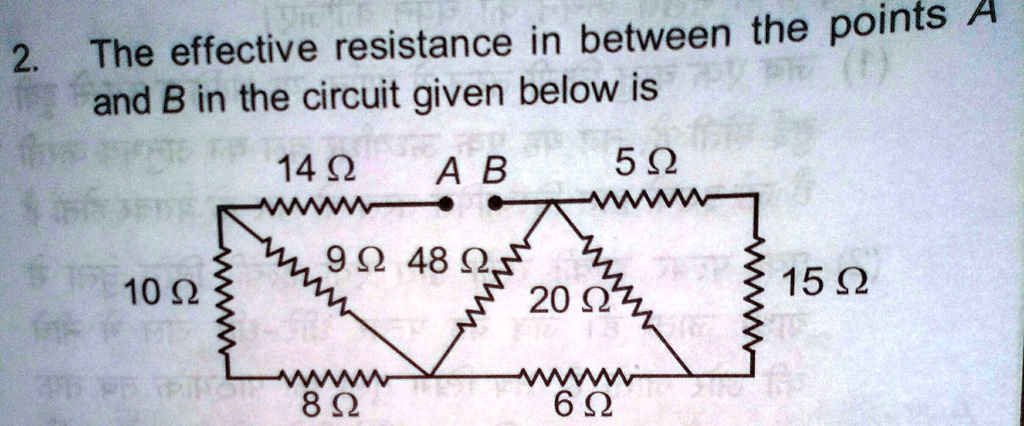 SOLVED: 'the effective resistance in between the points A and B in the circuit given below is'